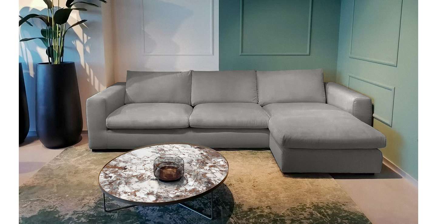 Canapea de colt Vida Velvety Stone, dreapta | Rovere