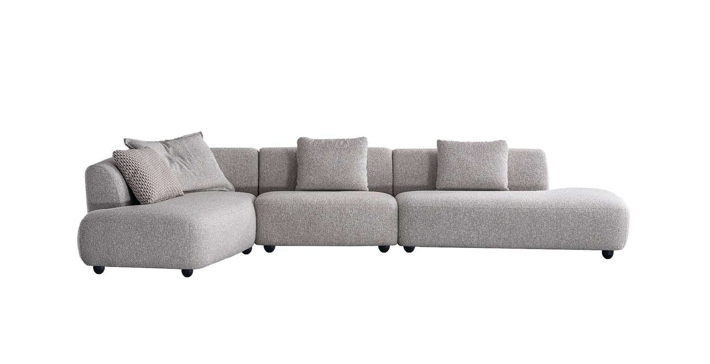 Canapea cu sezlong Allison textil Light Grey, stanga | Rovere