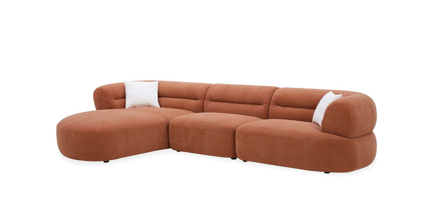 Canapea cu sezlong Corrado textil Orange, stanga | Rovere