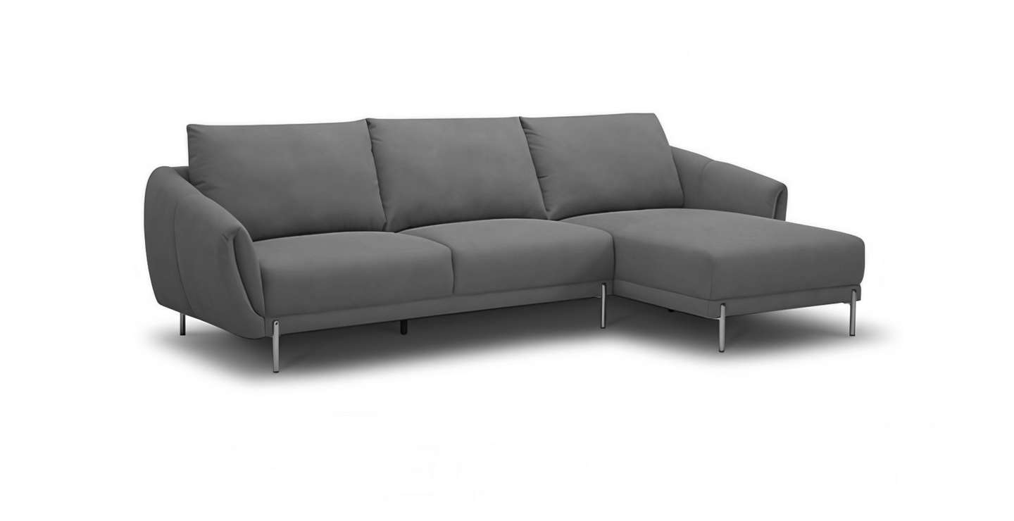 Canapea de colt cu sezlong Fragola textil Gri inchis, dreapta | Rovere