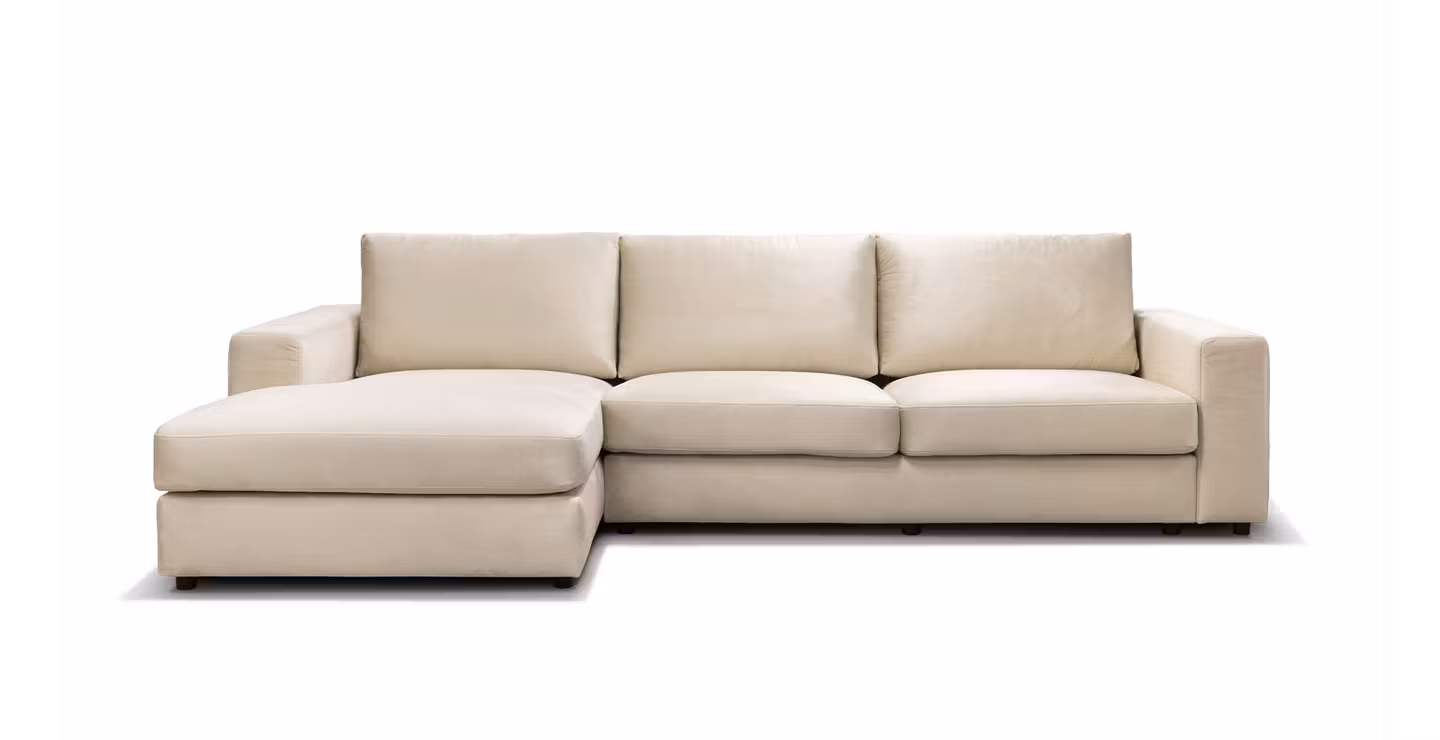 Canapea de colt cu sezlong Riva, textil Beige, stanga | Rovere