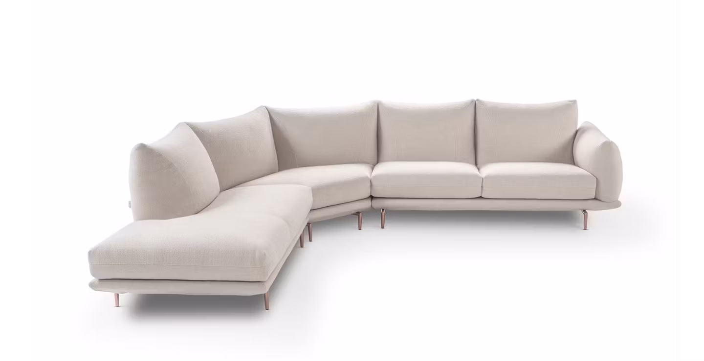 Canapea de colt Dragees stanga Tank Boucle Beige – design modern cu ...