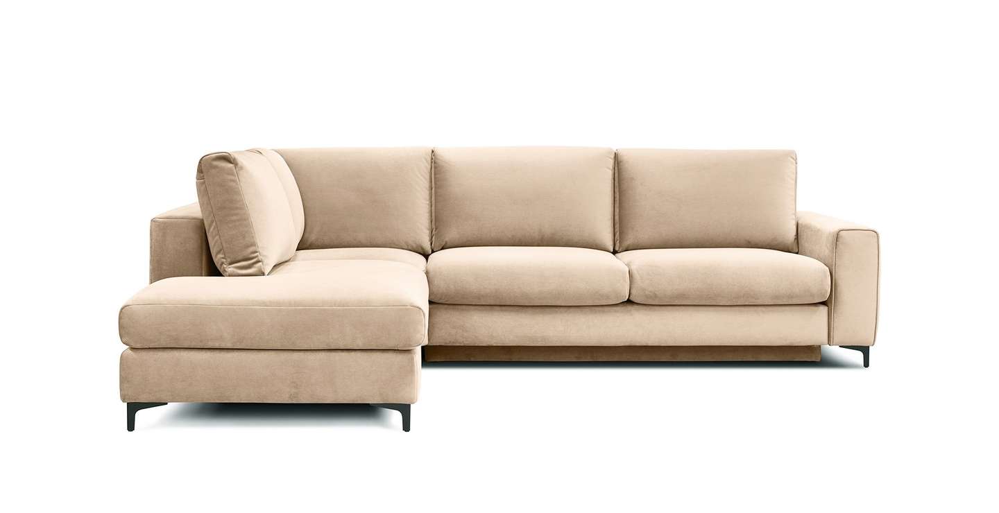 Canapea de colt extensibila Bella textil Salvador Light Beige, stanga ...