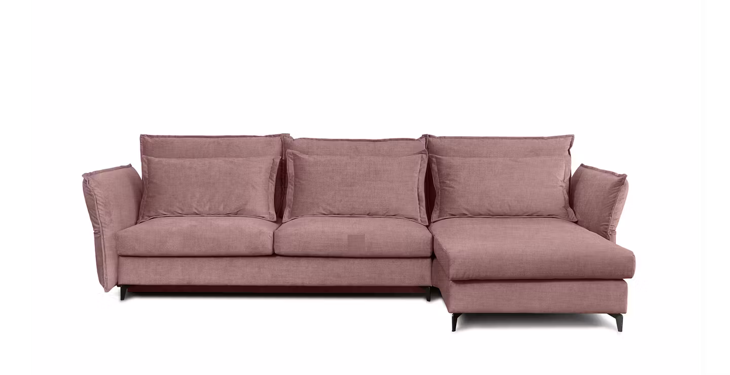 Canapea de colt extensibila Eva Boston Pink S2, dreapta | Rovere