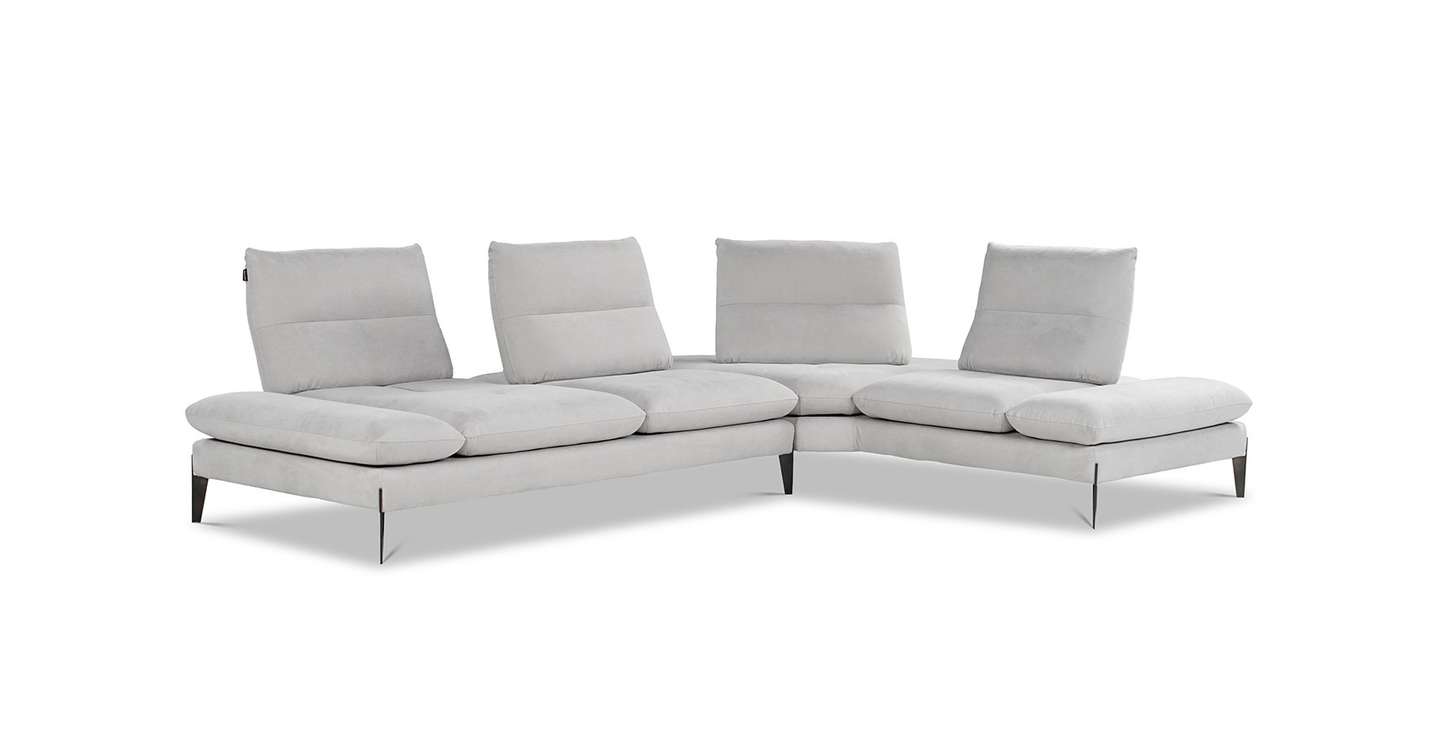 Canapea de colt Monnalisa 3 locuri microfibra Berlin Light Grey ...