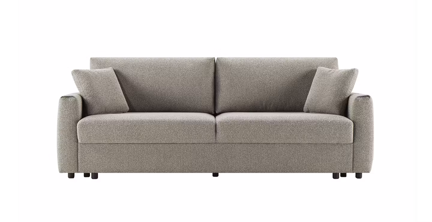 Canapea extensibila Lucia textil Beige + Topper | Rovere