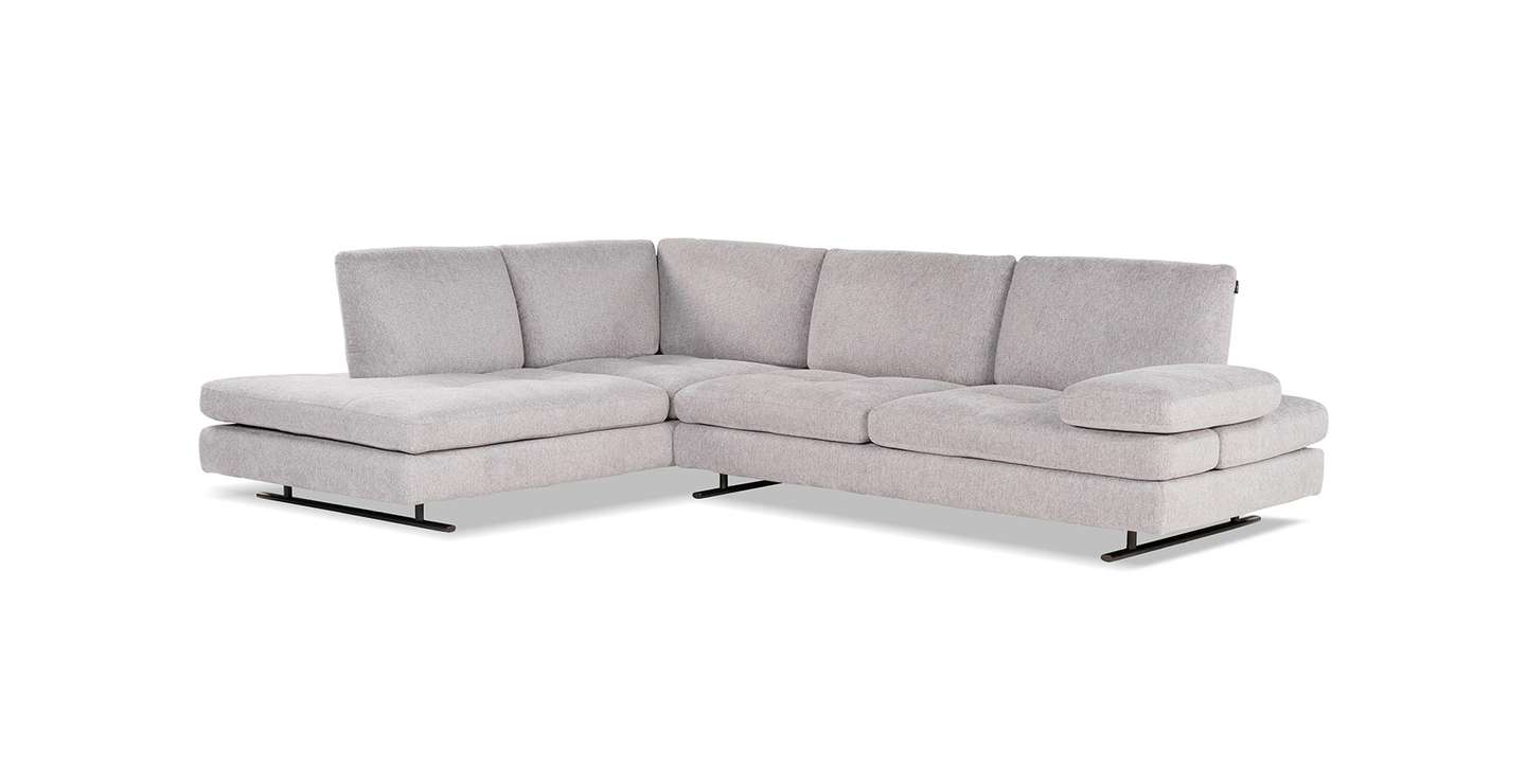 Canapea de colt Luna, divan stanga, textil Zoia Gri | Rovere