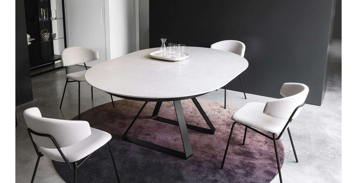Masa rotunda extensibila Atlante Matt Black/Salt White 127(177) cm | Rovere