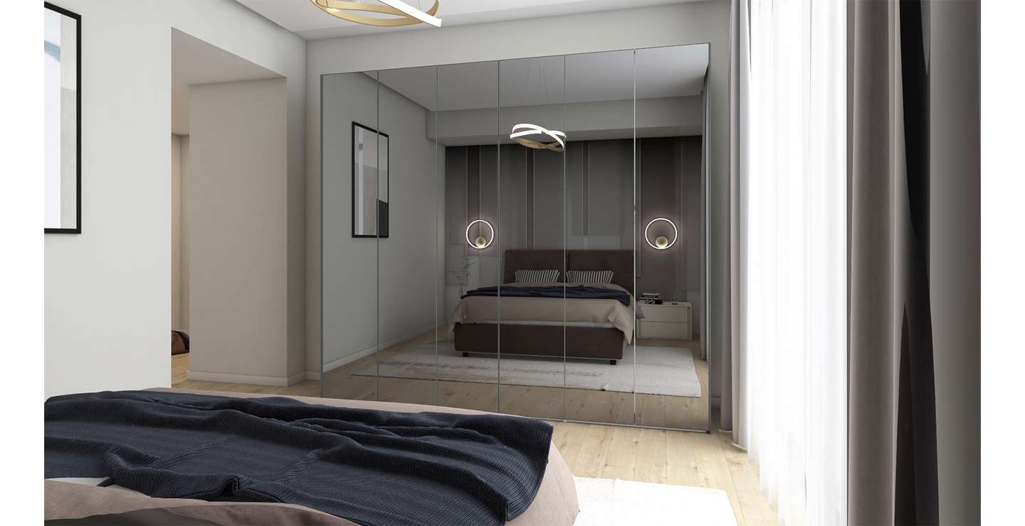 Dressing Cristal batant Piombo Opaco + sticla Specchio Fume + manere ...