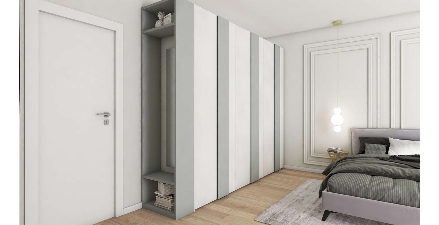 Dressing Uno batant Nobilitato Gesso + oglinda + manere K1 Alluminio ...