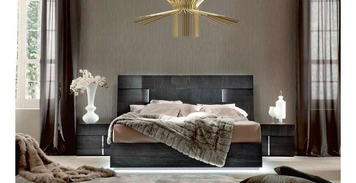 Pat Montecarlo cu LED Gray Koto High Gloss 160x200 | Rovere