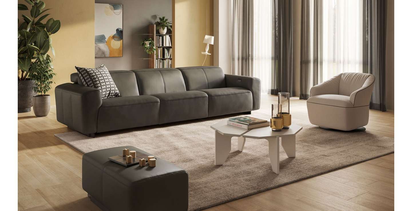 Canapea liniara Modus Piele Madison Dove | Rovere