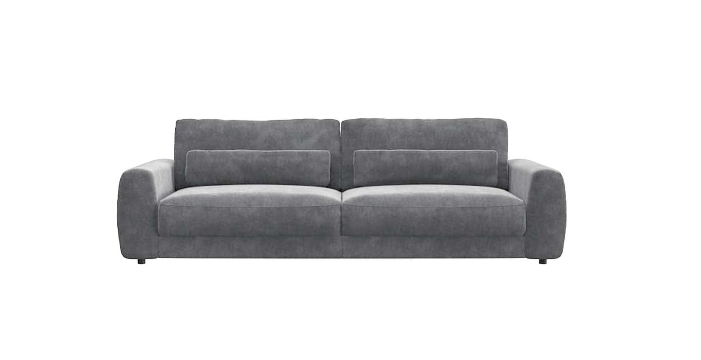 Canapea liniara 3 locuri Petrone Super Velvet Silver Grey | Rovere